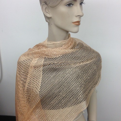 Women's Metallic Fishnet Fringe Scarf Shawl Wrap Party Wedding Shimmer ...