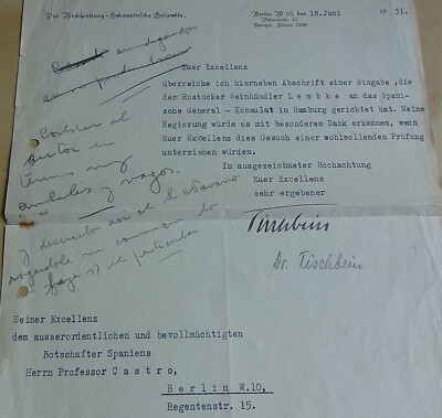 Brief BERLIN 1931 an spanischen Botschafter Américo CASTRO (1885-1972 ...