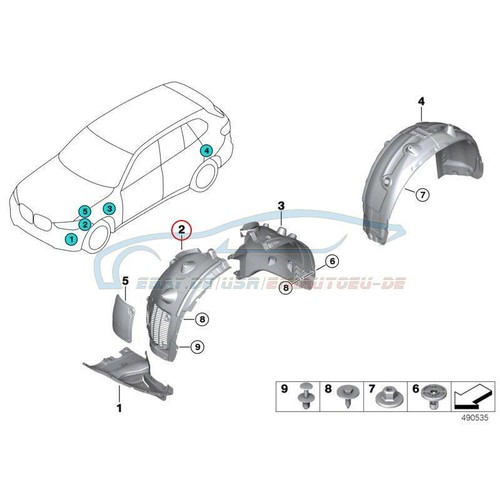 Original BMW 51727424912 - Abdeckung Radhaus Vorderteil vorn re. | eBay