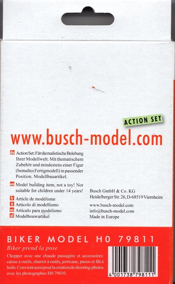 HO Scale Busch Gmbh & Co Kg 79811 Woman on Motorcycle w/tires Figure ...