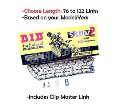 D.I.D DID 520 DZ2 Offroad Drive Gold Chain with Clip Master Link Non ...