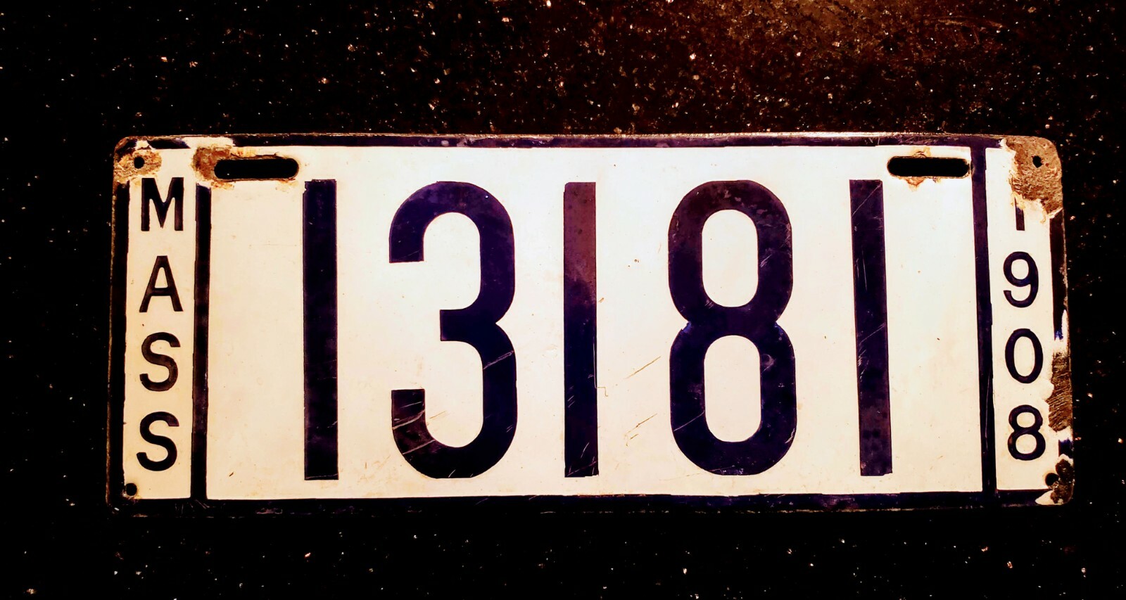 1908 Mass Massachusetts Automobile Register Porcelain License Plate ...