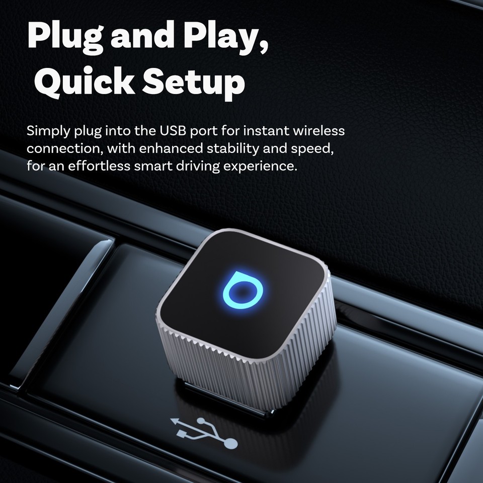 2in1 Ottocast Ultra Mini Slim Wireless CarPlay+Android Auto Adapter OTA ...