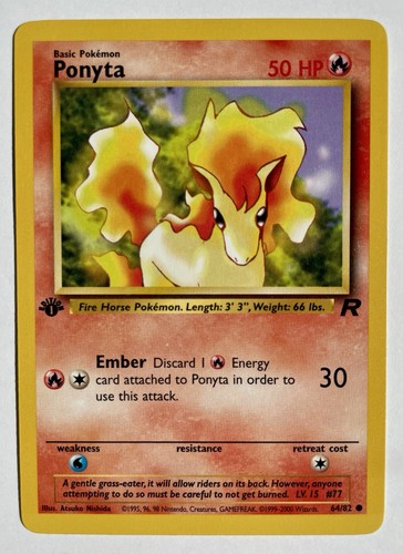 Pokémon Card 2000 Team Rocket Set Ponyta 64/82 1st Edition NM-Mint | eBay