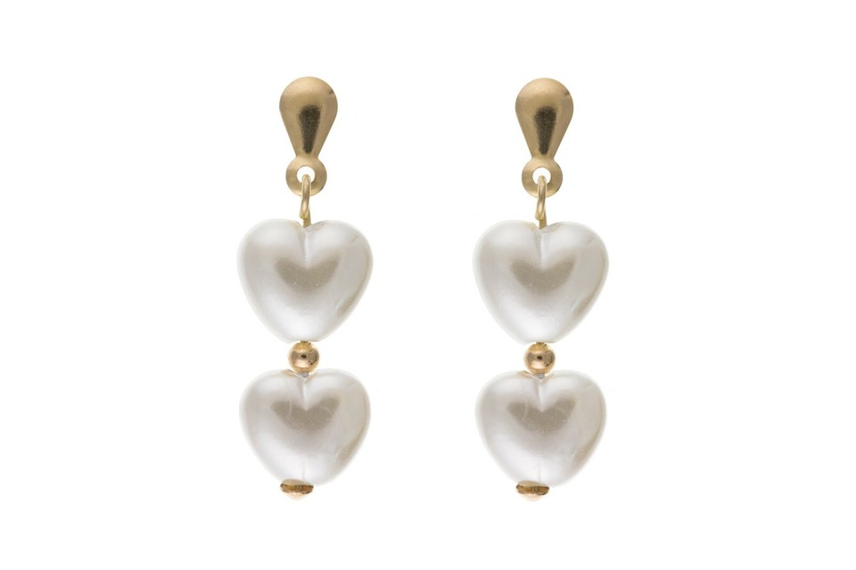 Pearl Heart Earrings Yellow Gold Drops Solid 9 Carat Drop | eBay UK