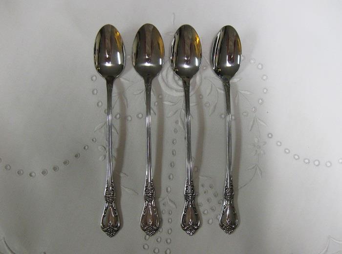 4 Oneida KENNETT SQUARE Iced Tea Spoons Distinction Deluxe Stainless ...