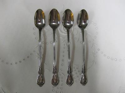 4 Oneida KENNETT SQUARE Iced Tea Spoons Distinction Deluxe Stainless ...