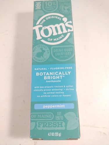 Tom's of Maine Botanically Bright Toothpaste, Flouride-Free, Peppermint ...