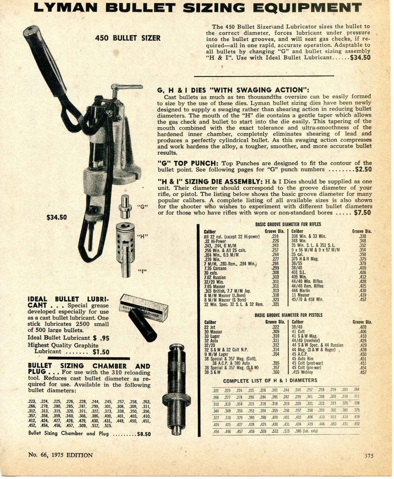 1975 Print Ad of Lyman 450 Bullet Sizer & Lubricator | eBay
