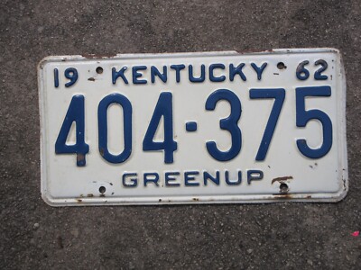 1962 Kentucky License Plate Chevrolet Chevy Ford Dodge Greenup County ...