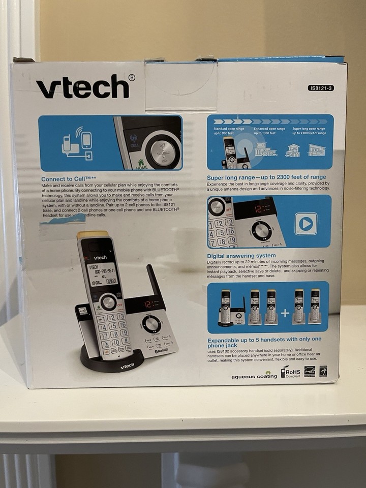 VTech Cordless Phone Answering Machine Bluetooth 2 Handset Super Long ...