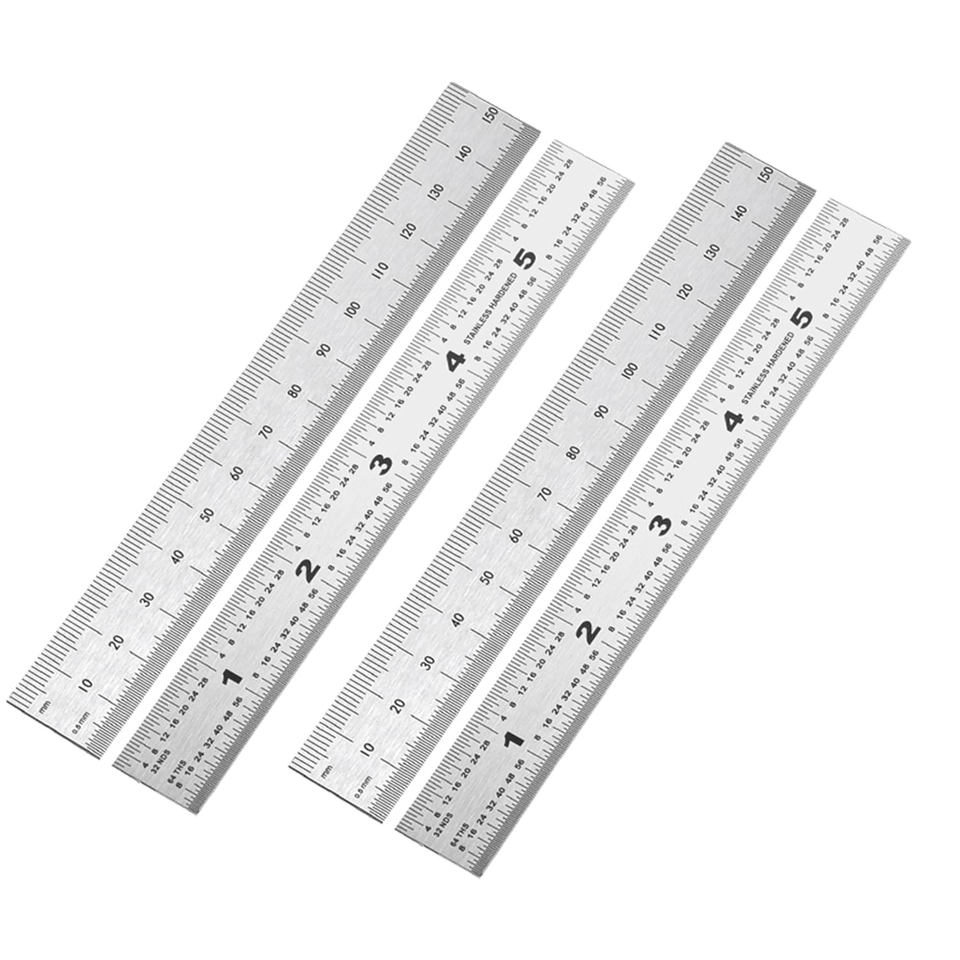 6 Inch Machinist Ruler, 4-Pack Stainless Steel Precision Scale Ruler ...