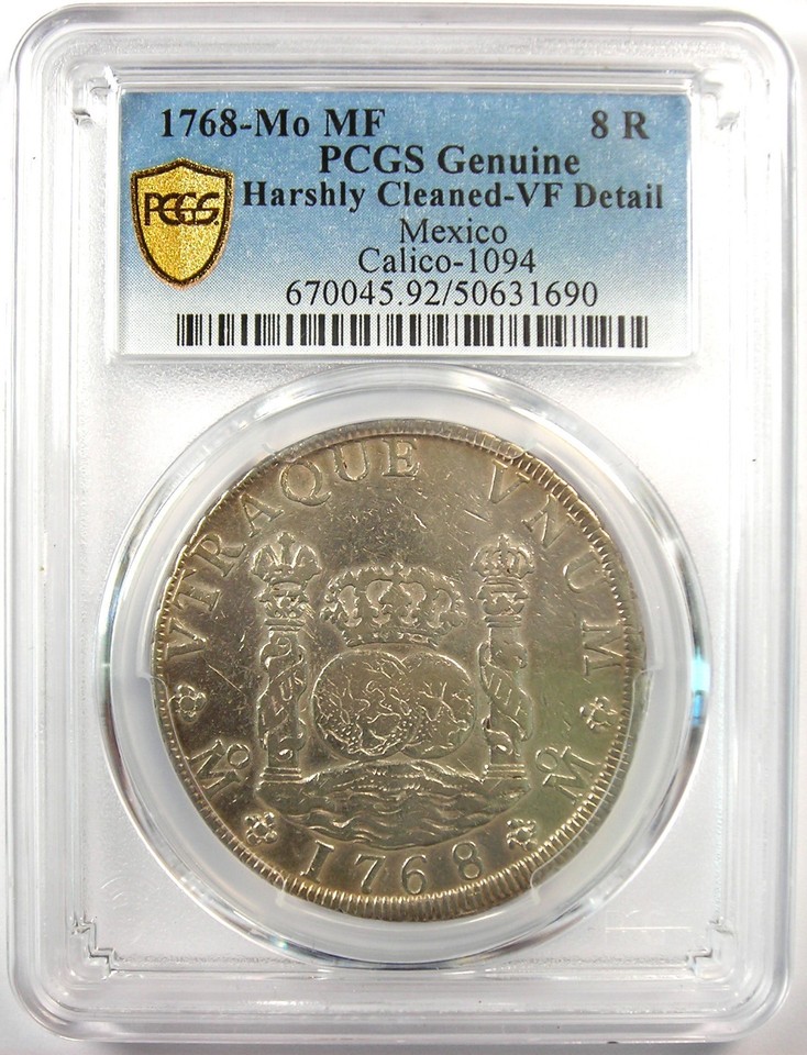 1768 Mexico Pillar Dollar 8 Reales Silver Coin (8R) - Certified PCGS VF ...