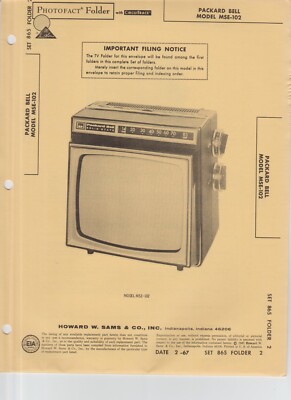 Packard Bell MSE-102 B&W TV Photofact Folder, Service Manual | eBay