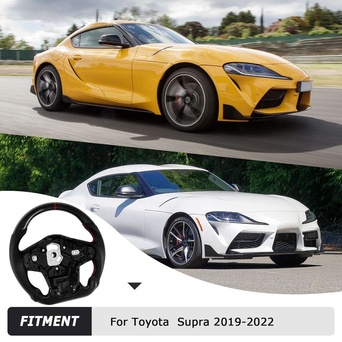 VOONKE Hydro-Dip Carbon Fiber Steering Wheel For Toyota D-shaped Nappa ...