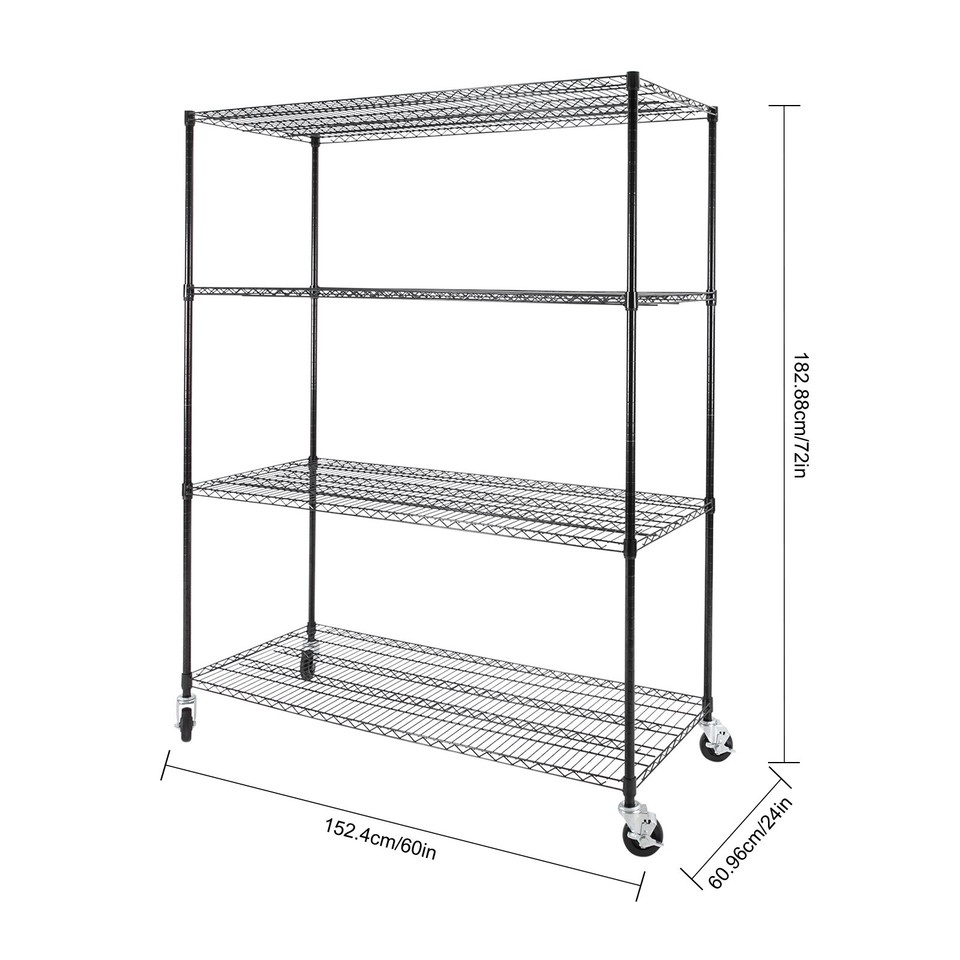 4 Tier Storage Shelf With Wheels Carbon Steel Commercial Home Storage ...