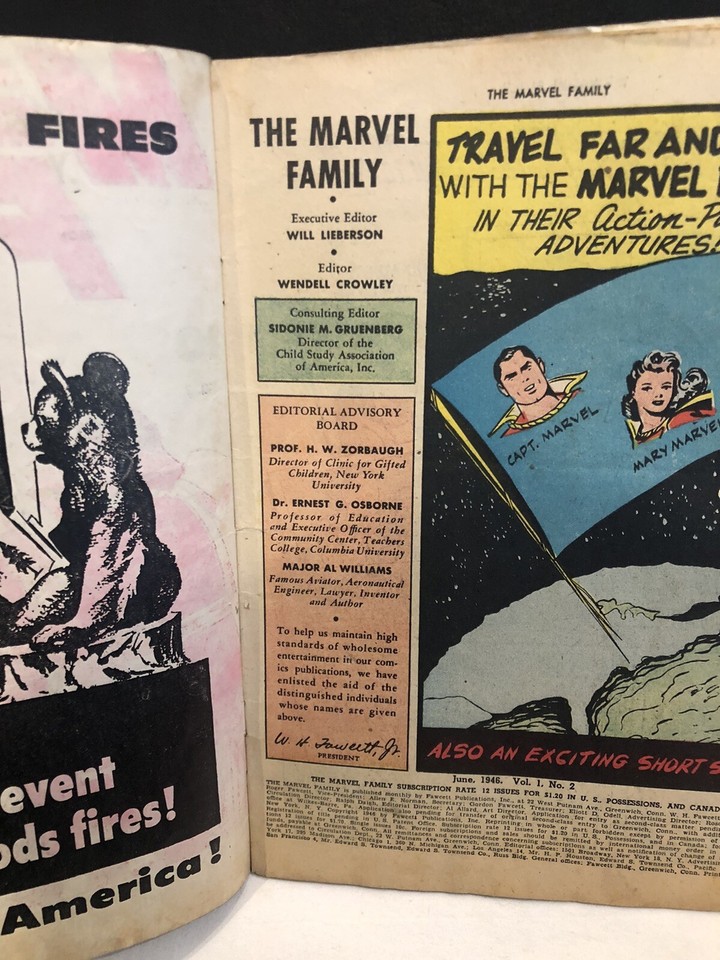 Marvel Family #2 Comic Fawcett Comics Golden Age Shazam Missing Pages ...