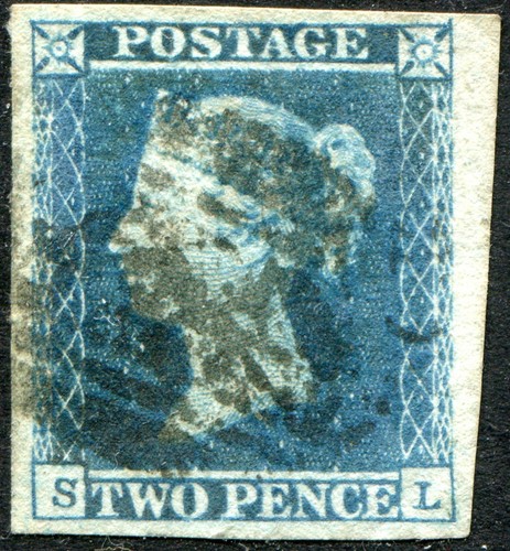 (60) VERY GOOD USED 4 LARGE MARGIN SG14 QV 2d BLUE IMPERF "S-L" | eBay UK