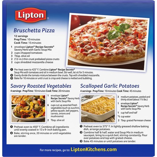 Lipton Recipe Secrets Garlic Herb Soup Mix 2.4 oz 2 Envelopes Per Box ...