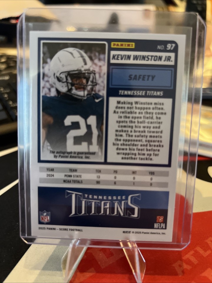 2025 Panini Score - Rookie Autograph #97 Kevin Winston Jr. Auto ...