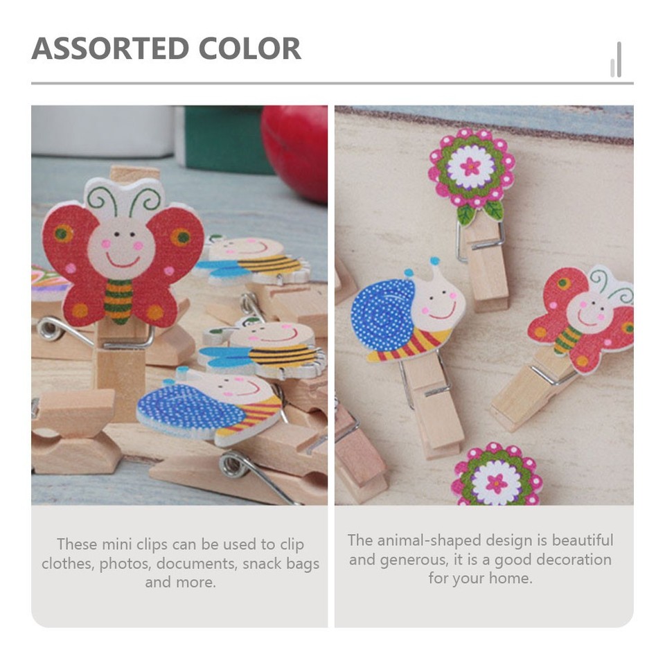 50 Pcs Animal Design Clips Mouse Paper Photo Display Clothes Pin | eBay ...