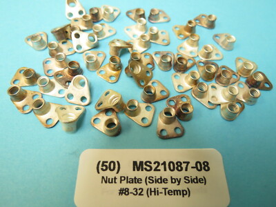 (50) #8-32 Hi-Temp Stainless Steel Side by Side Nut Plates Aircraft ...