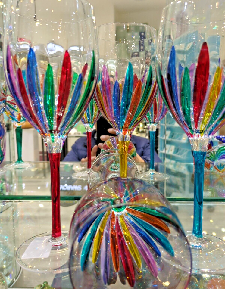 CC ZECCHIN MURANO Wine Glass, multi color 8-7/8” Tal, 6 pcs | eBay