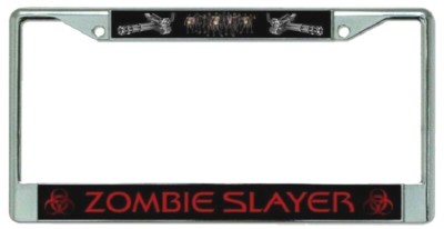 ZOMBIE SLAYER METAL CHROME LICENSE PLATE FRAME | eBay
