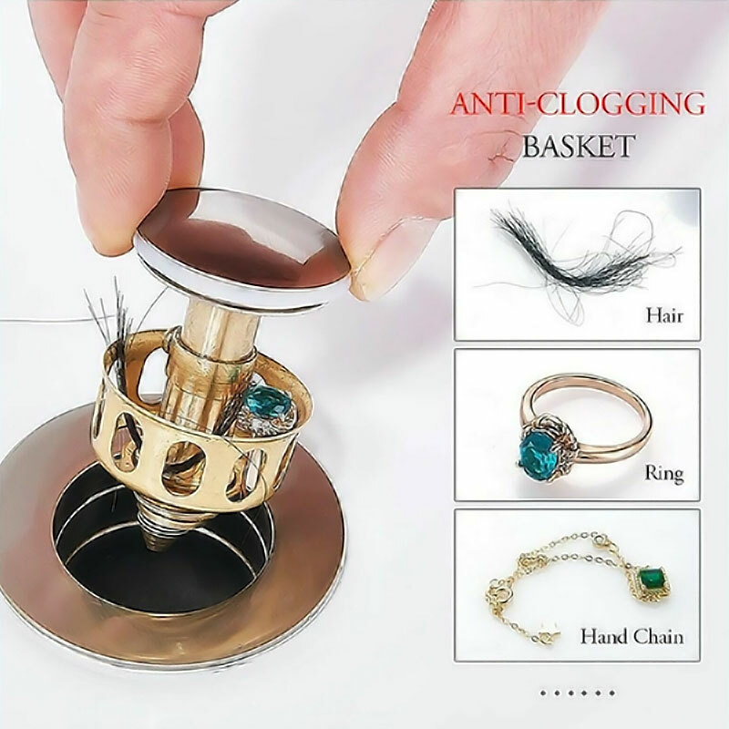 Universal Push Bounce Wash Basin Drain Filter Stainless Steel Kitchen ...