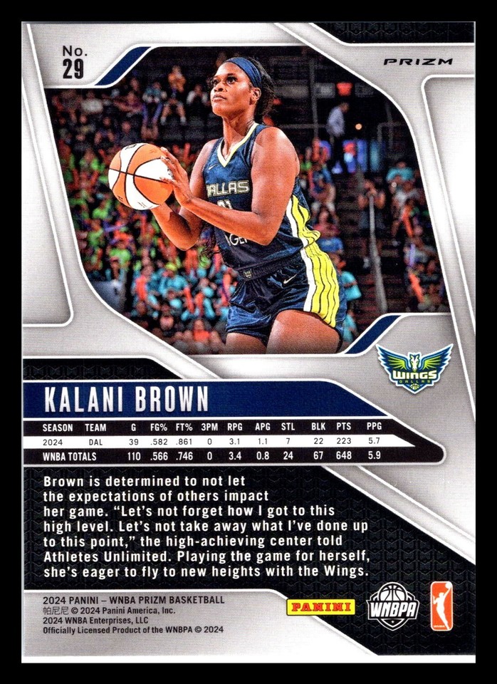 2024 Panini Prizm WNBA - Kalani Brown #29 Green Prizm Dallas Wings | eBay