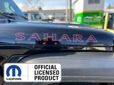 Set of 2: Jeep Wrangler SAHARA Hood decals stickers graphics red black ...