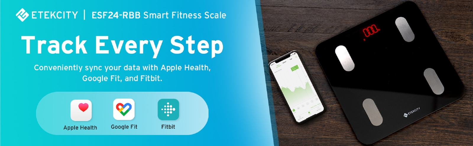 ETEKCITY VeFit SHHMBFECSUS0034 Smart Fitness Scale Black 400 lbs ...