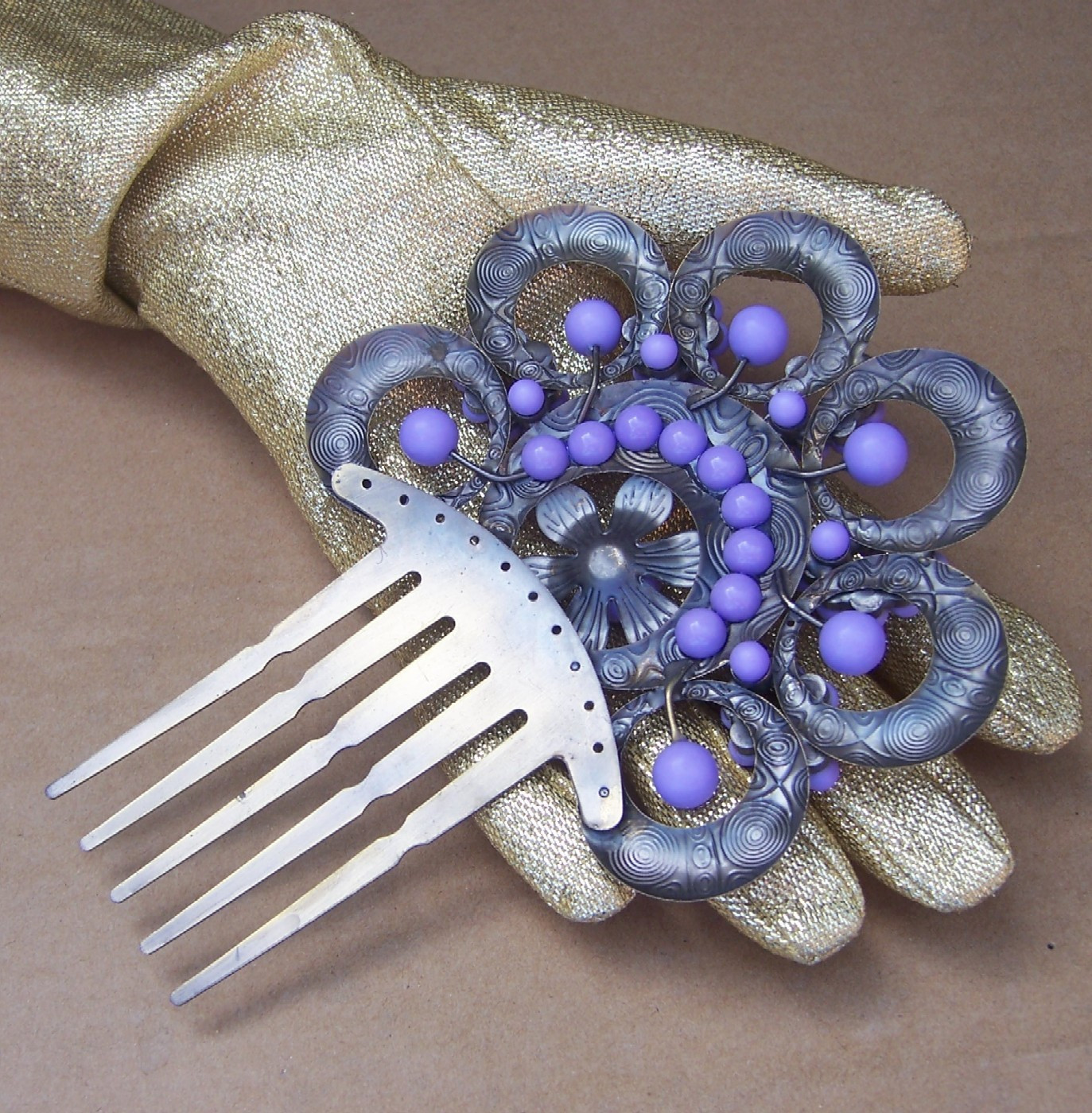 Hair comb peineta Spanish mantilla style hair accessory mauve ceramic ...
