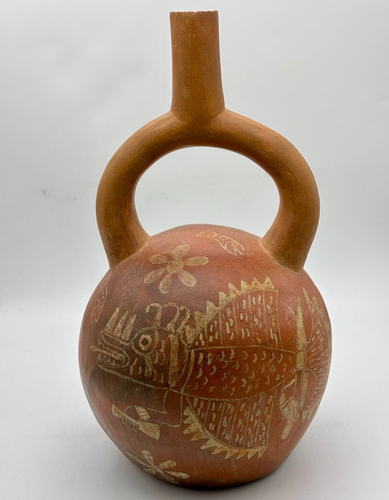 Pre-Columbian Moche Fineline Vessel w/ Fish Reproduction | eBay