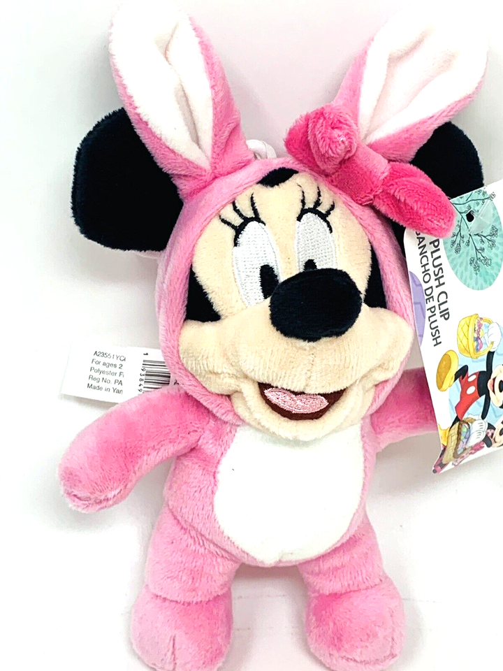 Disney Baby Pink Minnie Mouse Easter Bunny Plush 6" Bag Clip On New | eBay
