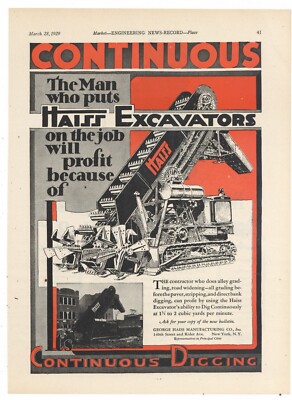 1929 George Haiss Mfg. Co. Ad: Haiss Excavator - Continuous Digging ...
