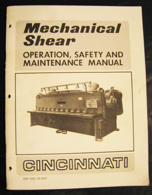 Manuals, Books & Plans - Cincinnati Shear
