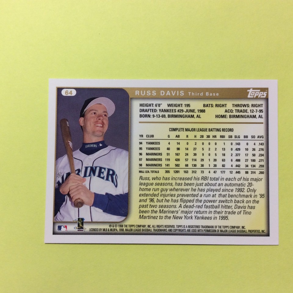 1999 Topps #64 Russ Davis Seattle Mariners | eBay