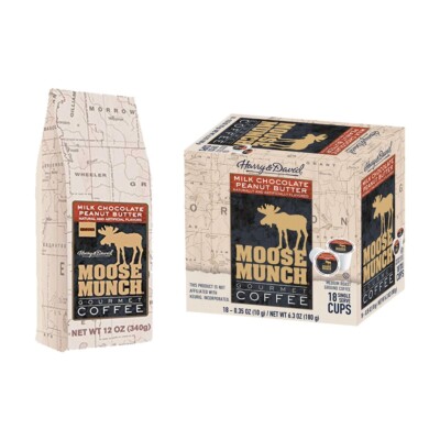 Moose Munch Milk Chocolate Peanut Butter Bundle, 18 count box & 12oz ...