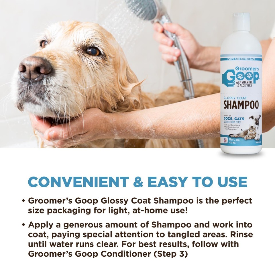 Groomer's Goop Glossy Coat Pet Shampoo Flip-Top Bottle, 16 Ounce (Pack ...