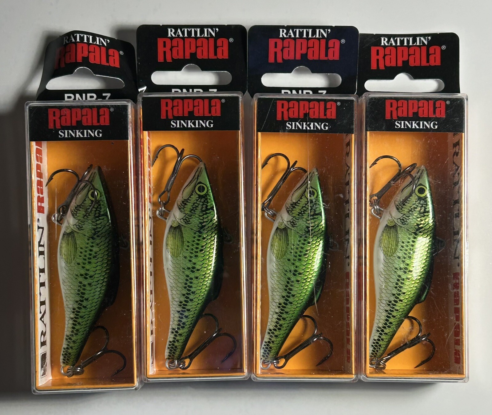 Rapala Rattlin' RNR-7 Lipless Crankbait Lure (LOT OF 4) RNR07 BB Baby ...