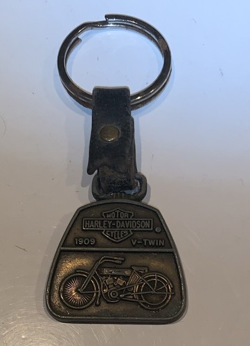 Vintage Harley-Davidson Keychain Key Ring Solid Brass & Leather FOB ...