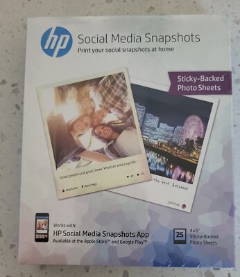 HP Photo Paper Sticky Back Social Media Snapshots (4x5) 25 sheets | eBay