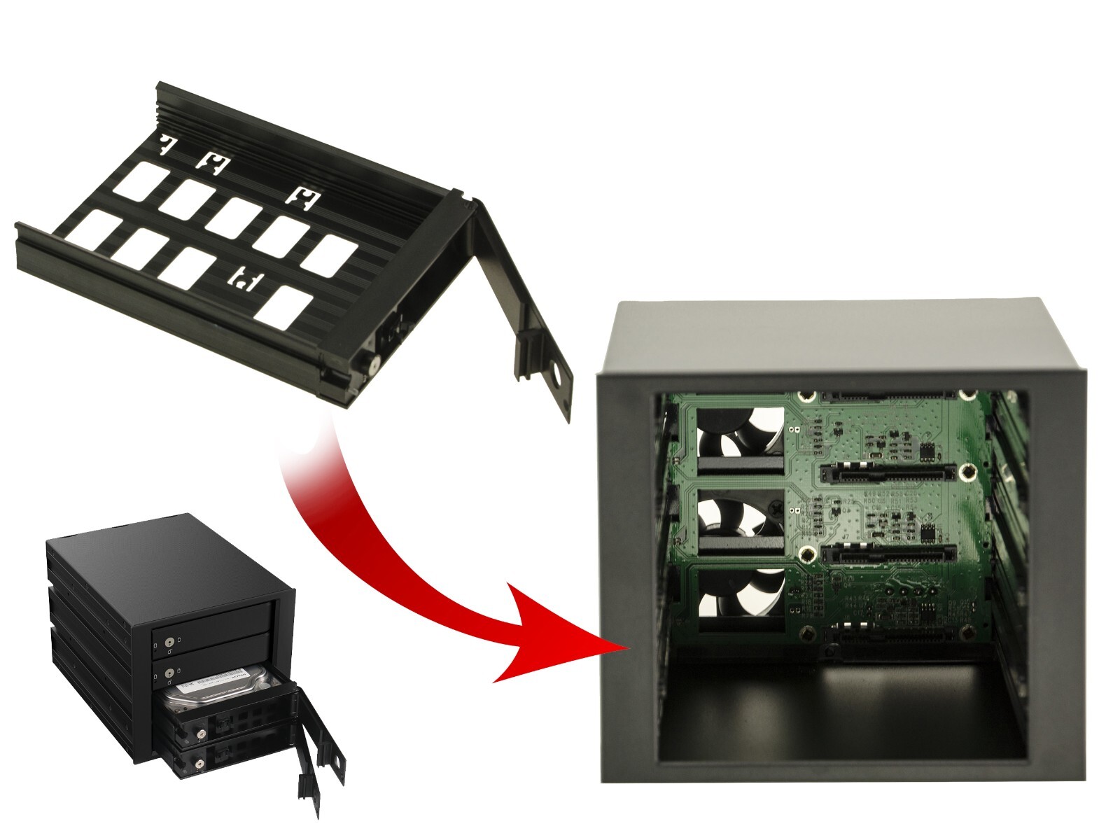 Housing Bay 5.25 for 4 Disks Sata. Drawer Shopping Cart Hot Plug PC Or ...