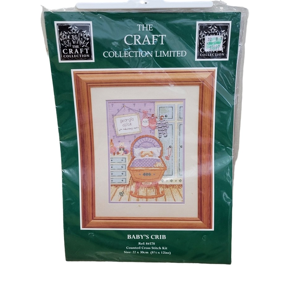 The Craft Collection Unlimited Baby's Crib Counted Cross Stitch Kit New ...