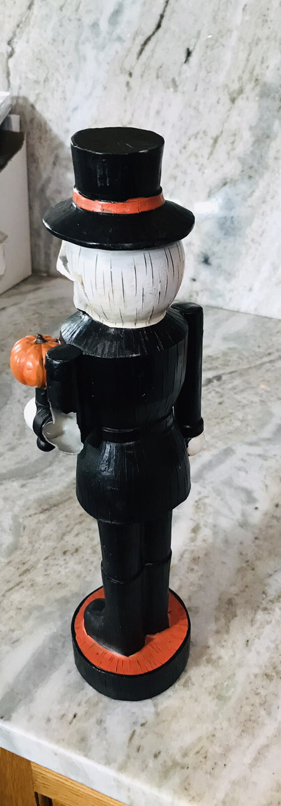 12” Nutcracker-Like Figure Halloween Pumpkin In Black Suit & Hat ...