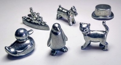 Monopoly Hasbro Tokens__Top Hat, Dog, Ship, Rubber Ducky, Penguin, Cat ...