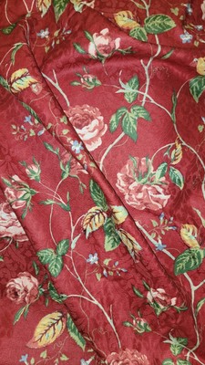 Fabric Jay Yang Design 7+ yards 56" W Red DAMASK Roses Floral | eBay