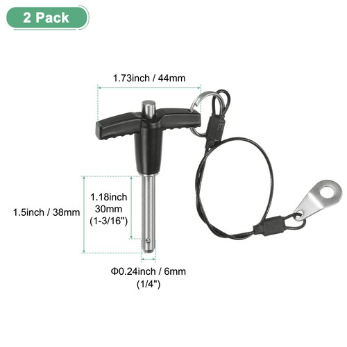 2Pcs t Handle Lock Pins, 6mm Dia. 30mm Usage Long Push-Button Ball ...