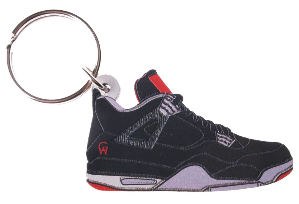 Good Wood NYC Retro Bred 4 Sneaker Keychain Black/Grey IV Shoe Ring Key ...